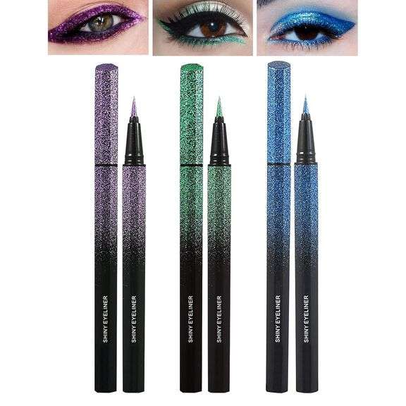 POPMISOLER 3 Colors Liquid Glitter Eyeliner Pen Set, Shimmer Metallic ...