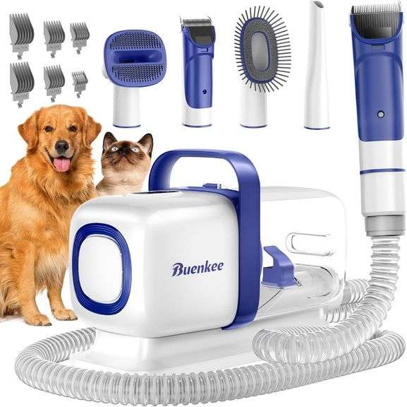 Buenkee Pet Grooming Kit with Vacuum, 2L Large Capacity Dog Grooming Kit with 5 Pet Grooming ...