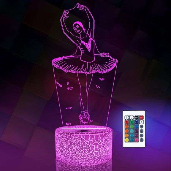 (2) Ballet Gifts, Ballerina 3D Night Light 16 Colors Changing Night ...