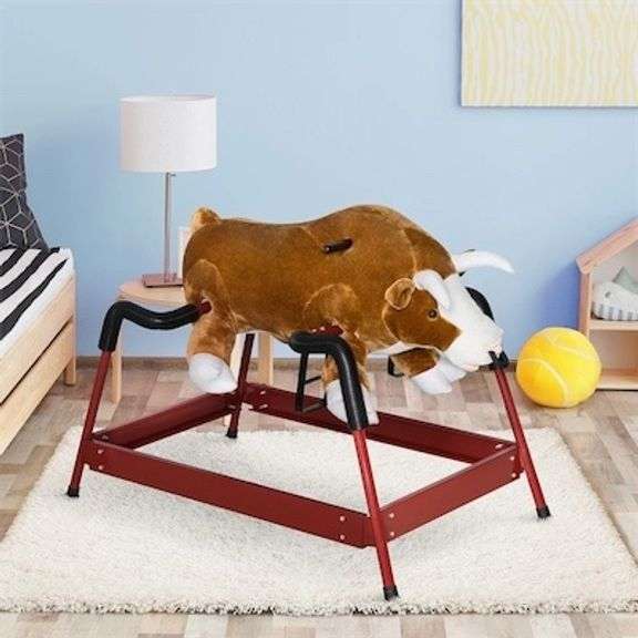 Qaba Kids Spring Rocking Horse Rodeo Bull Style with Realistic Sounds ...