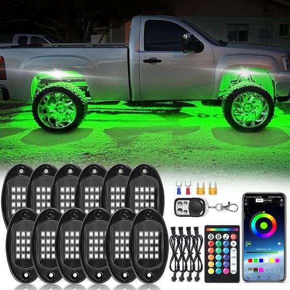 ZONECONA 12Pods RGB LED Rock Lights Kit with APP/RF Remote Control, Car ...
