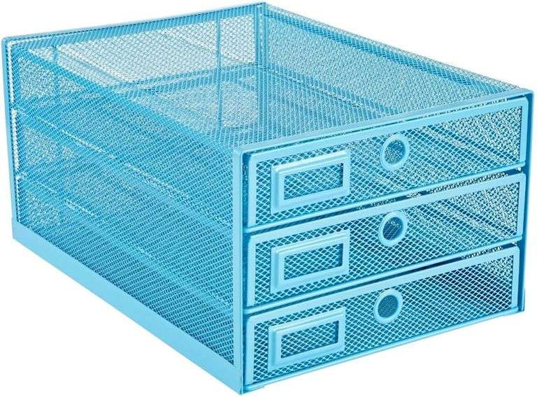 Annova Desk Organizer Wire Mesh 3 Tier Sliding Drawers Paper Sorter ...