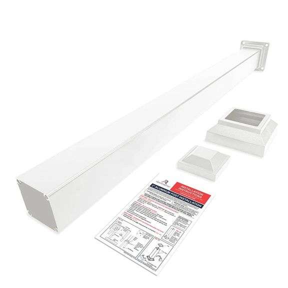 3 in. X 3 in. X 36 in. White Powder Coated Aluminum Deck Post Kit ...