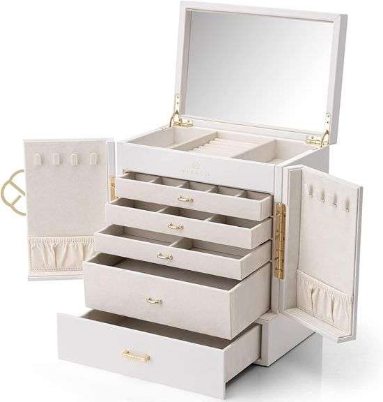 Vlando Large Jewelry Organizer Box, 5-Layer Jewelry Storage Box with ...