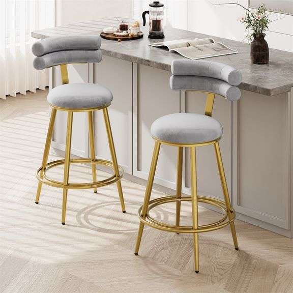 27.65 inch Modern Velvet Counter Stools Set of 2 with Iron Frame, Soft ...
