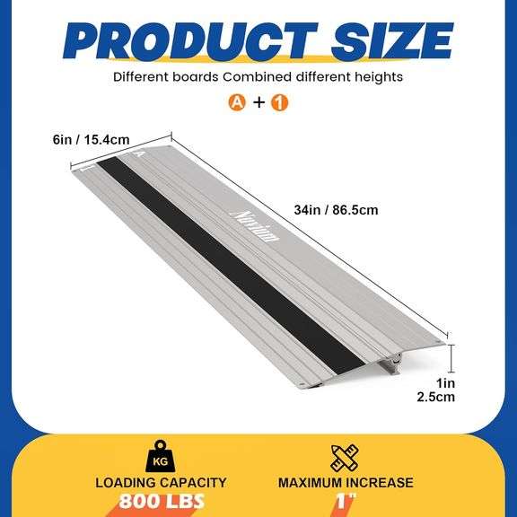 1" Rise Threshold Ramp for Doorways, Aluminum Door Entry Ramps for ...