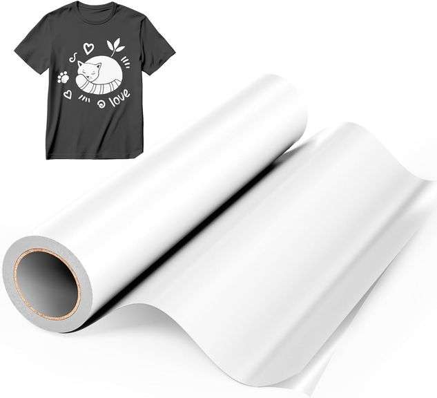 (2) Heat Transfer Vinyl Hisiu White HTV, 12" x 8ft HTV White Vinyl Roll ...