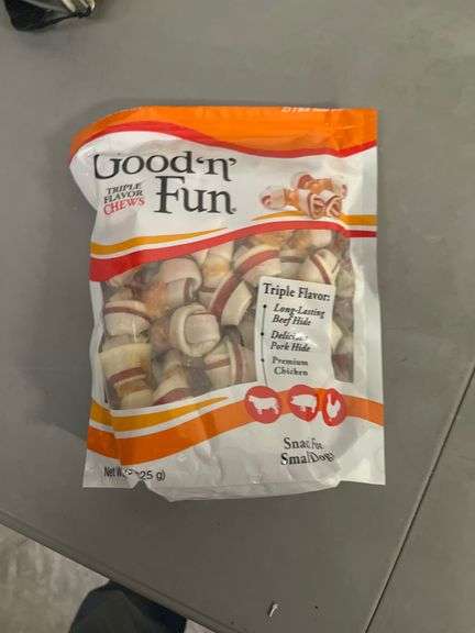 Good 'n' Fun Triple Flavor Mini Bone Rawhide with Beef, Pork and ...