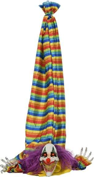 HOMCOM 3.8' Outdoor Halloween Decoration, Animatronic Hanging Clown ...