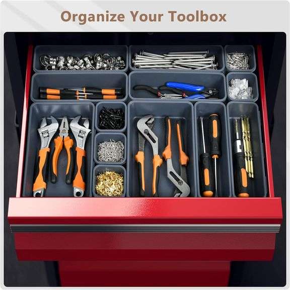 A-LUGEI Dark Grey Tool Box Organizer Tray Divider Set for Socket Wrench ...