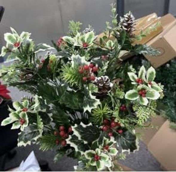 AILANDA 2 Bundles 20 Stems Christmas Artificial Flowers Fake Bouquet ...