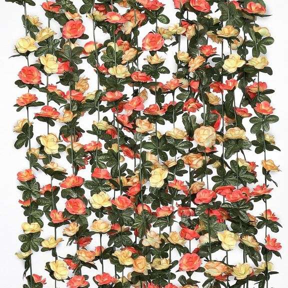 KHOYIME 5 Pack 40FT Artificial Flower Garland, Fake Champagne Roses ...