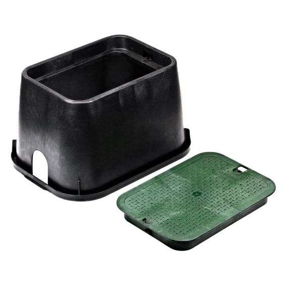 NDS 14 in. X 19 in. Rectangular Valve Box and Cover, Black Box, Green ...
