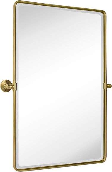 TEHOME 27 x 35' Gold Pivot Mirror Brushed Champagne Gold Tilt Rectangle ...