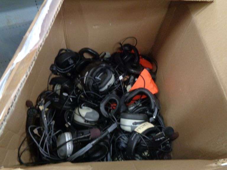 1 -BOX OF HEADSETS & PARTS - Matthews Auctioneers