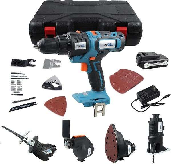 NEWONE 20V Cordless Drill Combo Kit,5-Tool Power Tool Combo Kit with ...
