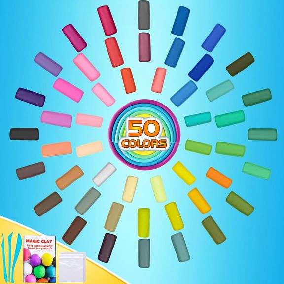 ESSENSON Air Dry Clay 50 Colors, Modeling Clay for Kids, DIY Molding Magic Clay, Gift for Kids ...