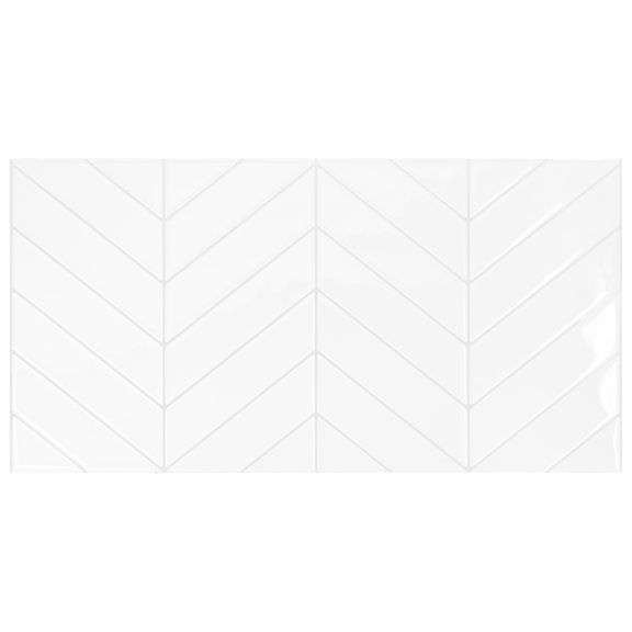 Smart Tiles Blok Chevron White 23-in x 11-in Glossy Resin Brick Subway ...