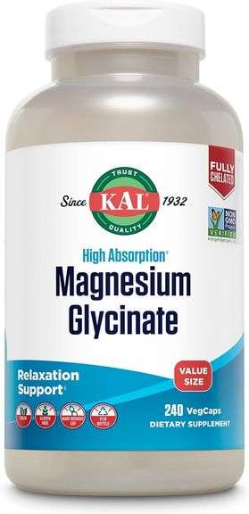KAL Magnesium Glycinate, New & Improved Fully Chelated High Absorption ...