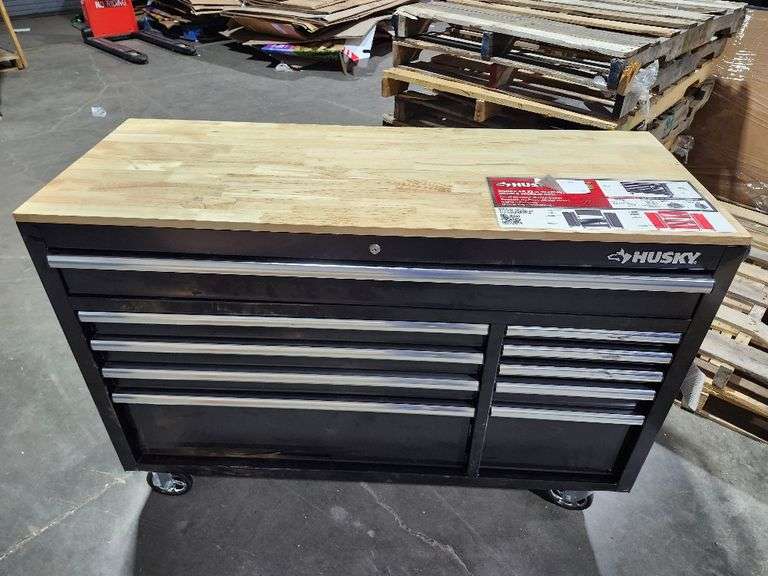 Husky modular 52" 10 drawer mobile workbench - Matthews Auctioneers