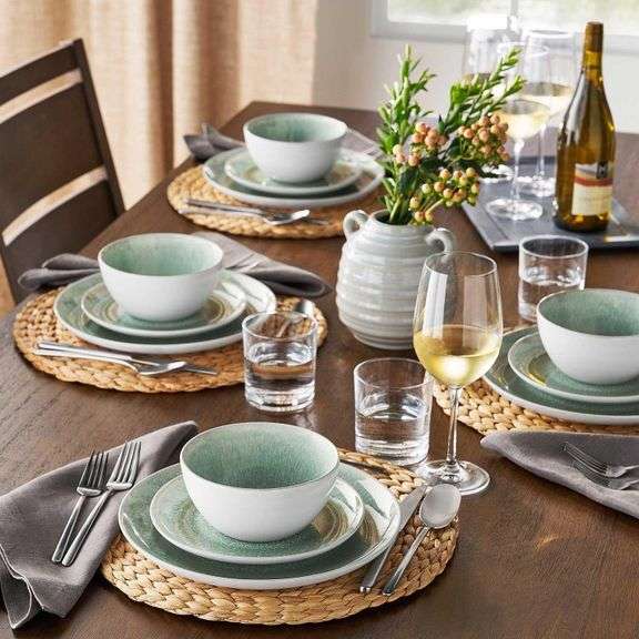 Member's Mark 12-Piece Artisan Dinnerware Set (Green) - Matthews ...