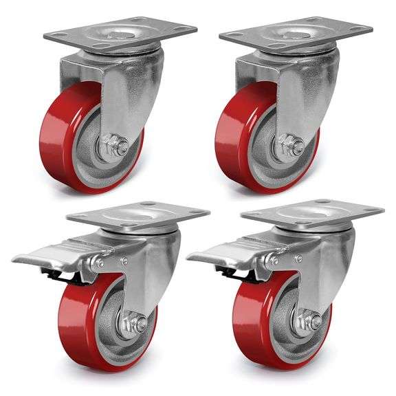 3 Inch Heavy Duty Casters, Swivel Caster Wheels with Brake ...