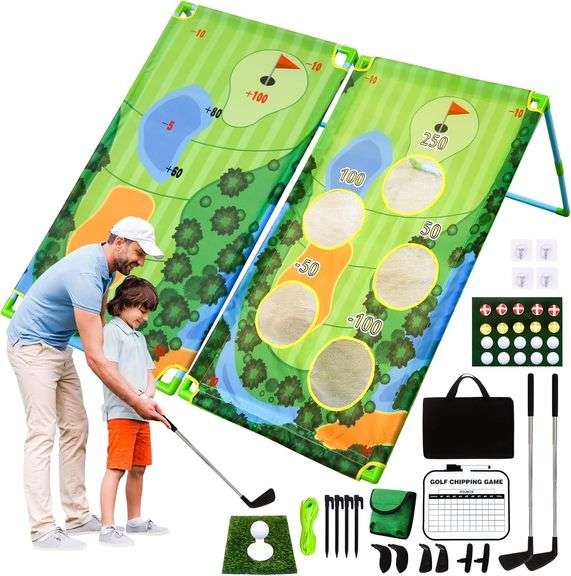 Sticky Golf Chipping Game Mat & Golf Cornhole Training Practice Mat ...