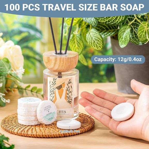 Demissle 100 Pcs Mini Soap Bars 0.4 oz Small Round Coin Size Hotel Soap ...
