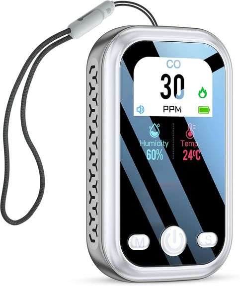 Portable Carbon Monoxide Detectors Mini Size, 3-in-1 CO Detector Temp ...
