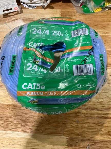 Southwire 250-ft 24 Cat 5E 4 Plenum Blue Data Cable - Matthews Auctioneers