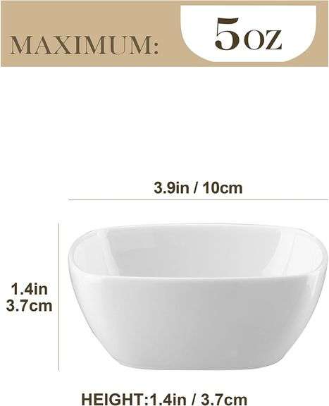 MALACASA 5 oz Porcelain Dip Bowls Set, 12 Pack Ramekins, Dipping Sauce ...