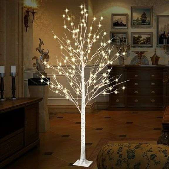 Rirool 6 Ft Birch Tree Light 440 pcs LEDs Warm White 8 Flashing Modes ...