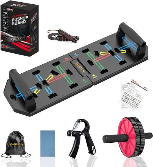 Push Up Board, 25-in-1 Home Workout Equipment with Ab Roller Wheel ...