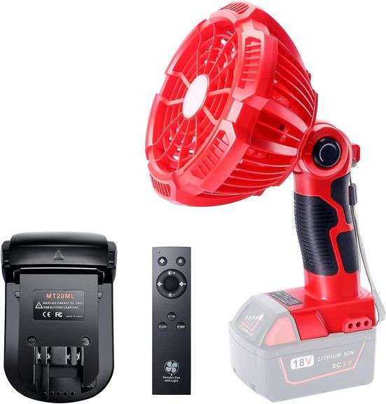 Portable Camping Fan with LED Light Compatible for Milwaukee M18 for ...