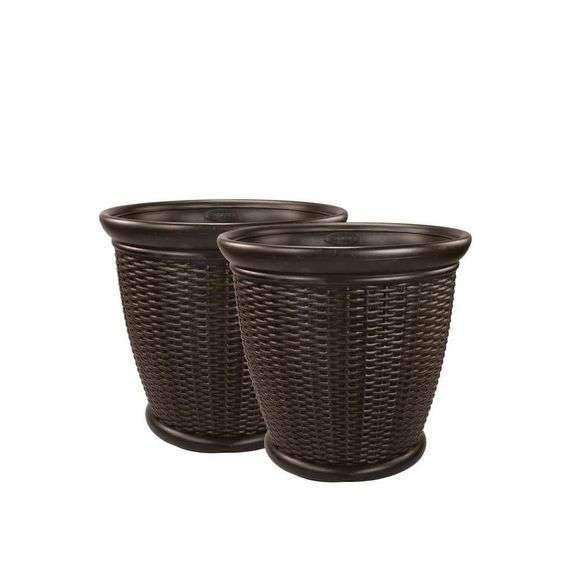 Willow 22 in. Round Java Blow Molded Plastic Planter (2-Pack ...
