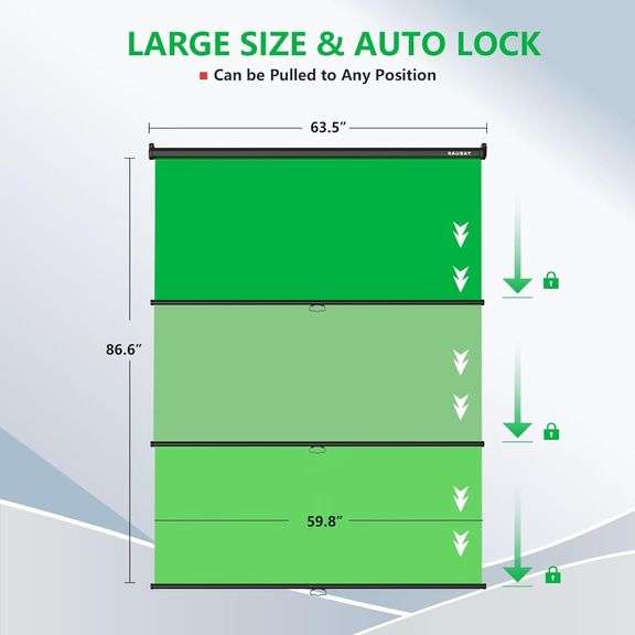 RAUBAY Retractable Pull Down Green Screen - 152 x 220 cm Collapsible ...