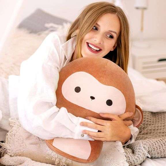 8 Mushroom Plush, Cute Monkey Plush Pillow Soft Plushies Squishy Pillow, Monkey Stuffed Animals ...