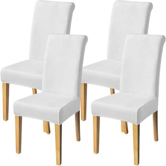 FORCHEER Chair Covers for Dining Chairs Set of 4,Velvet White Grey ...