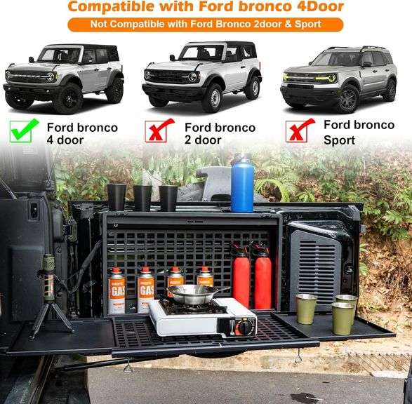 MAIKER Tailgate Table Storage Lock Box for 2021-2025 Ford Bronco 4 Door ...