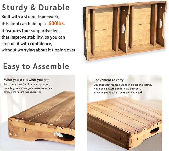 One Step Stool for Elderly Wooden Platform Wooden Step Tool High Riser ...