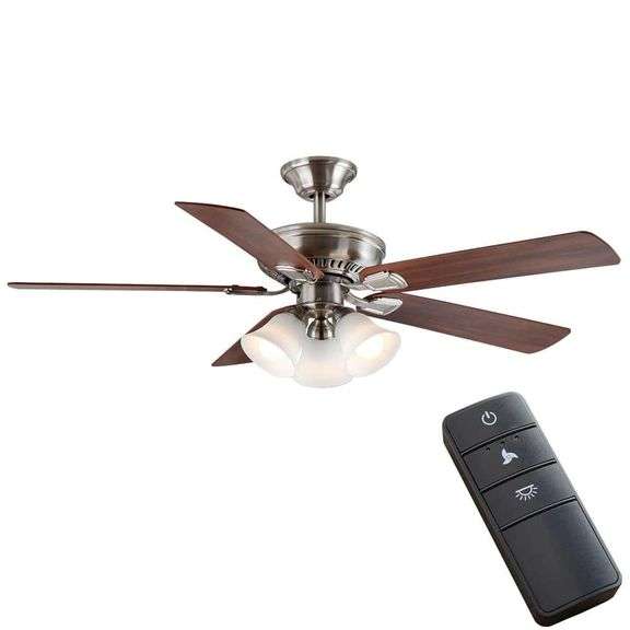 Campbell 52 in. Indoor LED Brushed Nickel Ceiling Fan with Light Kit ...