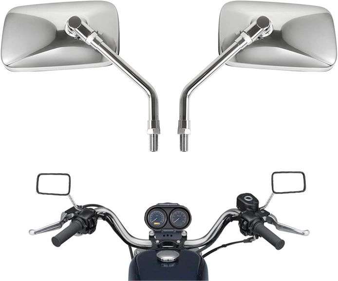 10 mm Bolt Chrome Motorcycle Universal Handlebar Rear view Side Mirrors ...