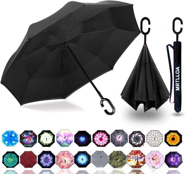 MRTLLOA Double Layer Inverted Umbrella with C-Shaped Handle, Anti-UV ...