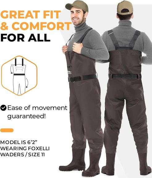 Foxelli Chest Waders Camo Hunting Fishing Waders for Men and Women with ...