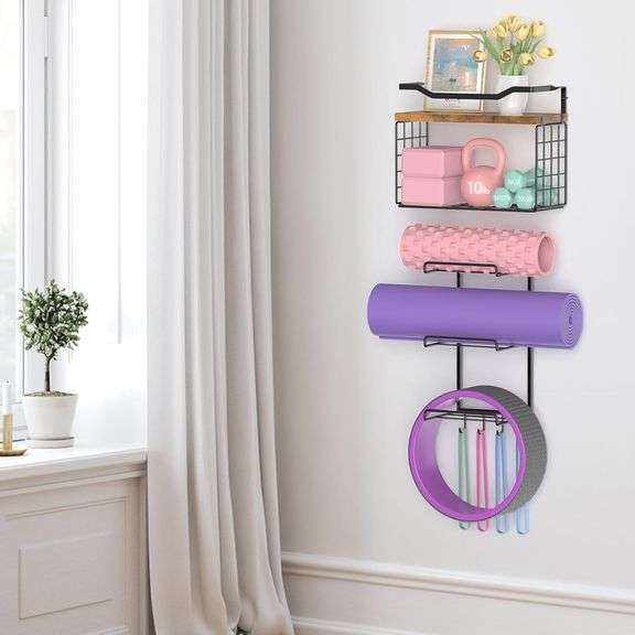 Yoga Mat Holder Wall Mount, Yoga Accessory Mats Storage Rack , Home Gym ...