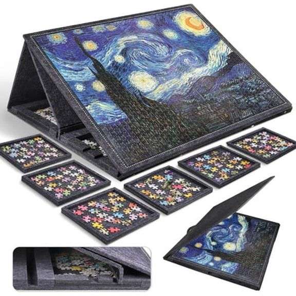 1000 Pieces Jigsaw Puzzle Board with 6 Drawers and Cover,30"x22" Felt ...