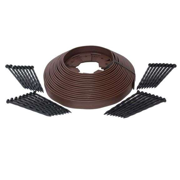 EasyFlex Heavy Duty No-Dig Landscape Edging - 50' Kit, Brown ...