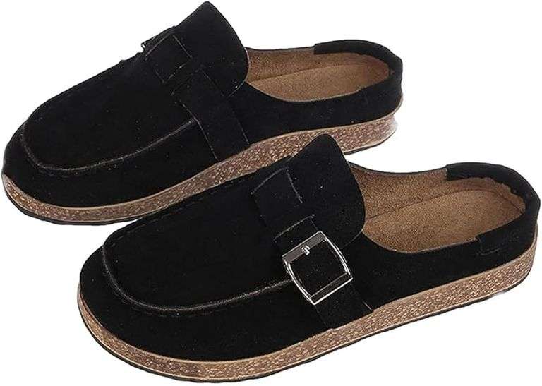 Women's Faux Fur Platform Slippers Comfy Suede Lace Leather Fleece ...
