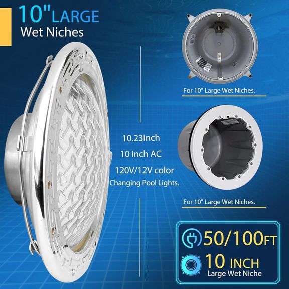 SH101100 10 Inch Pool Lights for Inground Pool, DC 12V Led Pool Lights ...