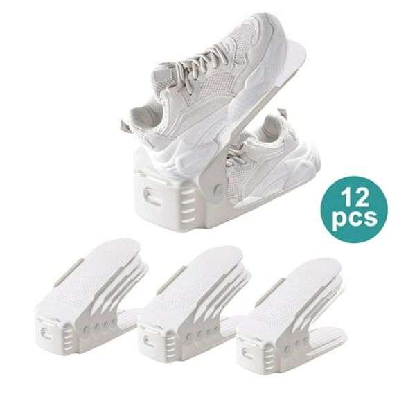 Milemduomar Adjustable Shoe Slots Organizer 12-Pack,3-Level Shoe ...